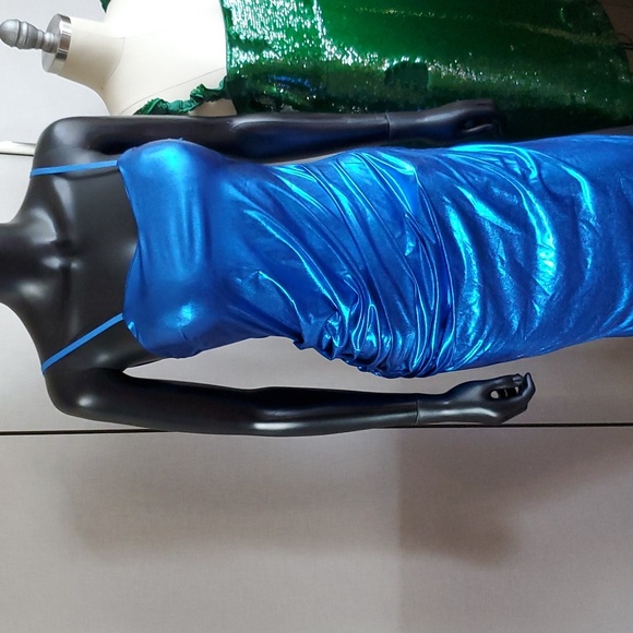 Dresses | Nwt Electric Blue Metallic Liquid Dress | Poshmark